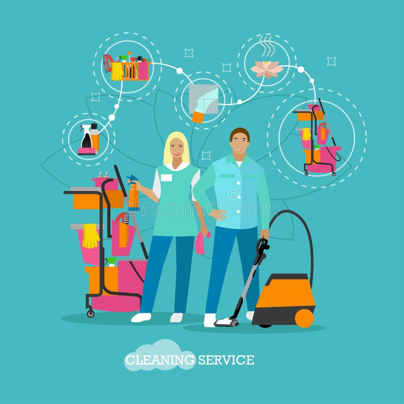 House Cleaning Service Concept Vector Illustration in Flat Style. Stock ...