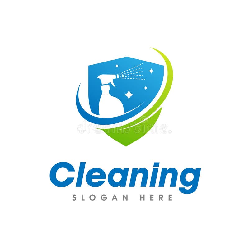 House Cleaning Service Logo. Cleaner Spray Isolated on Shield Shape ...