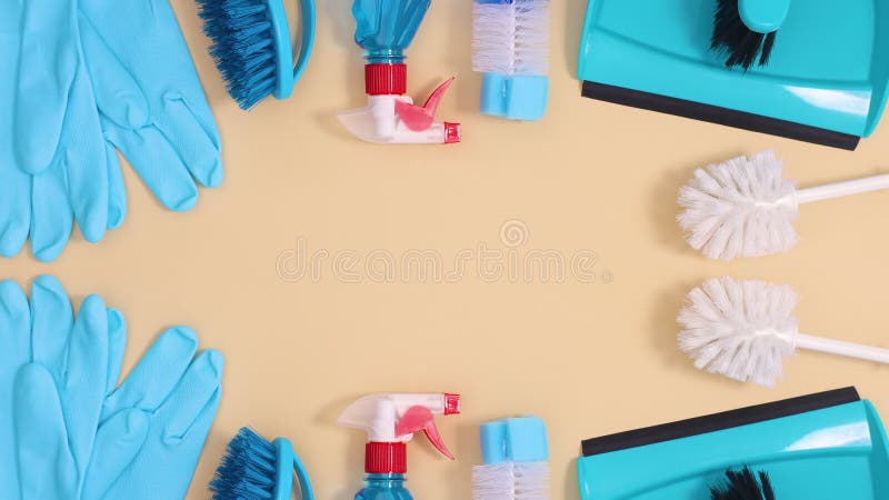 Cleaning Tools: Broom, Dustpan, Trolley Stock Video - Video of stand ...