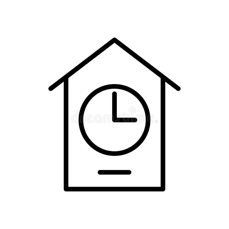 House, Clock, Location Tag Icon Line Continuous Drawing Vector. One ...