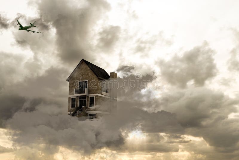House on a cloud stock illustration. Illustration of location - 44948684