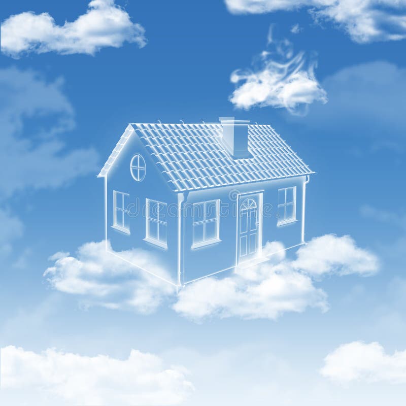 House of clouds in the sky stock image. Image of dream - 40304205