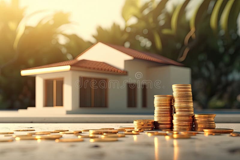 House on the Coins House of Money House and Coins Stock Illustration ...