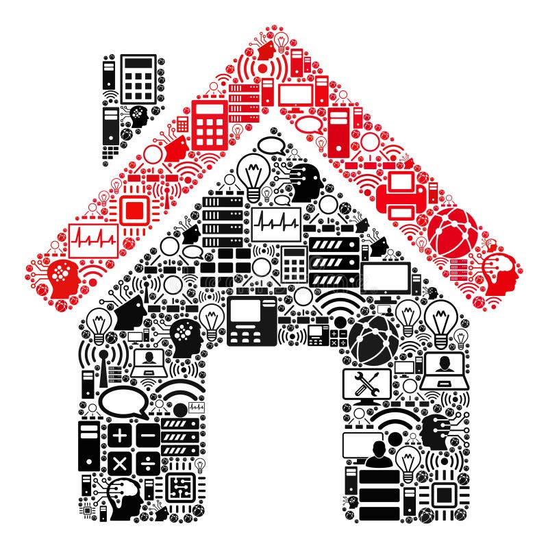 House Composition Icon For Bigdata And Computing Stock Vector