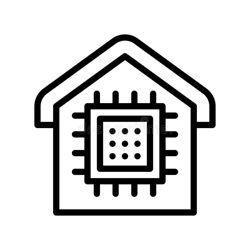 House with Computer Chip , Future Technology Flat Design Icon Stock ...