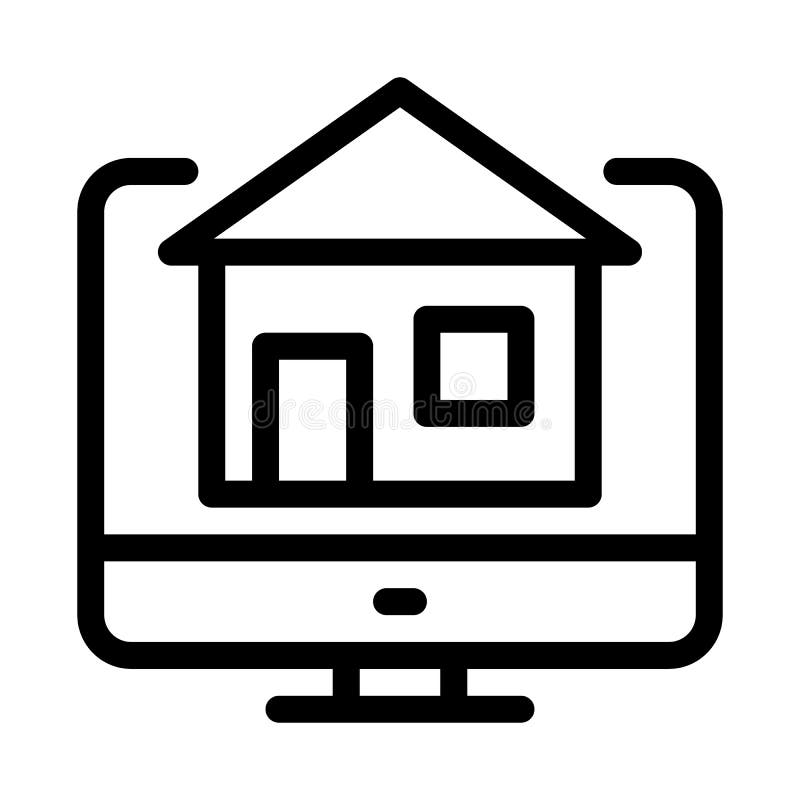 House on Computer Display Icon Vector Outline Illustration Stock Vector ...