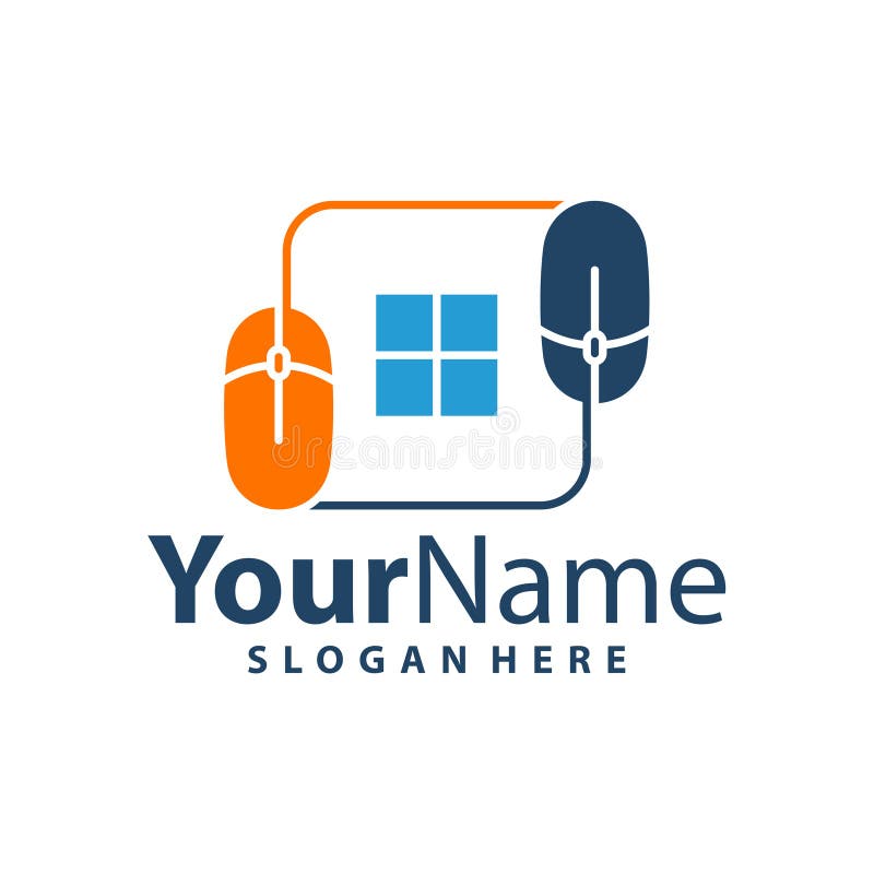 House Computer Mouse Logo Design Vector Illustration. Mouse Logo ...
