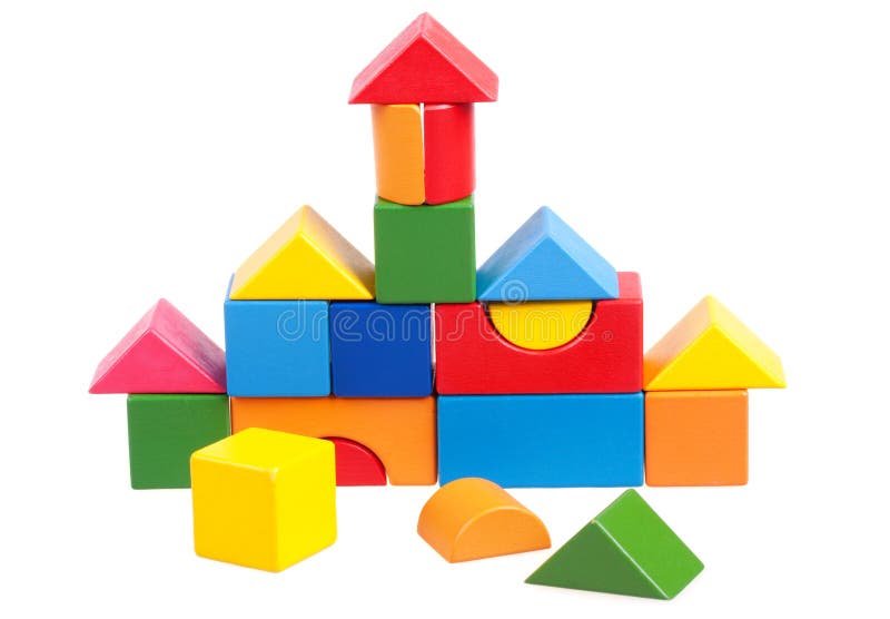 House Made Out of Colorful Wooden Building Blocks Stock Image - Image ...