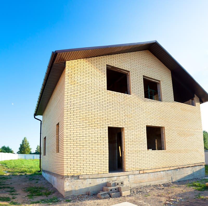 House Construction from Blocks and Bricks Stock Image - Image of door ...