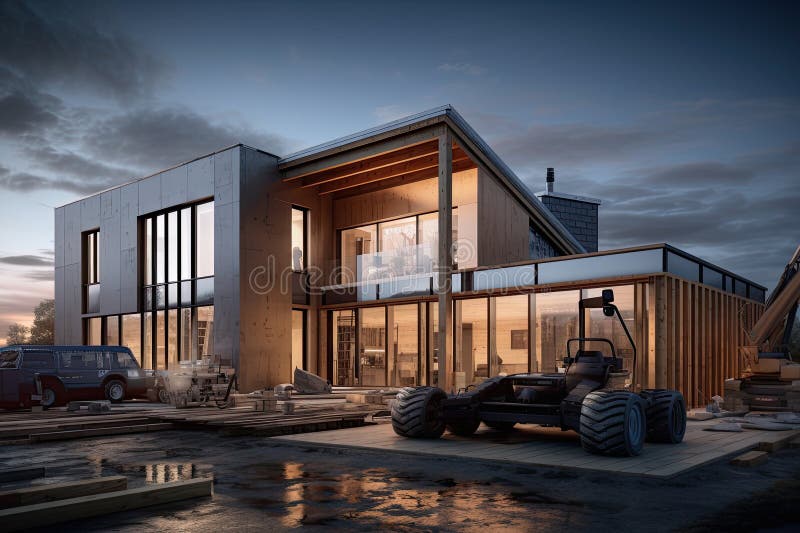 House Construction Building Process, Stock Photo - Image of machine ...