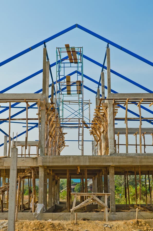House Construction in Development Stock Image - Image of metal, wood ...