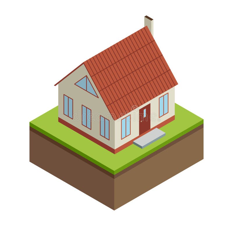 House Construction Isometric Stage. Visualization of Modern Building ...