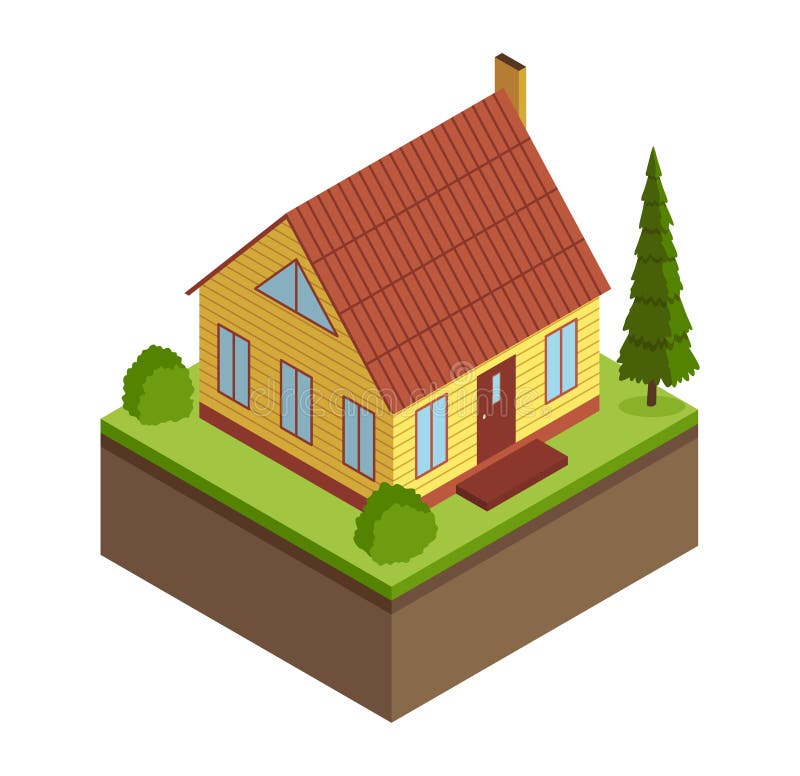 House Construction Isometric Stage. Visualization of Modern Building ...