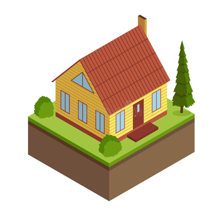 House Construction Isometric Stage. Visualization of Modern Building ...