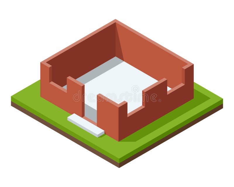 House Construction Isometric Stage. Visualization of Modern Building ...
