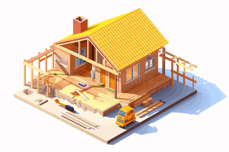 House Construction Vector Isolated on White Illustration Stock Vector ...