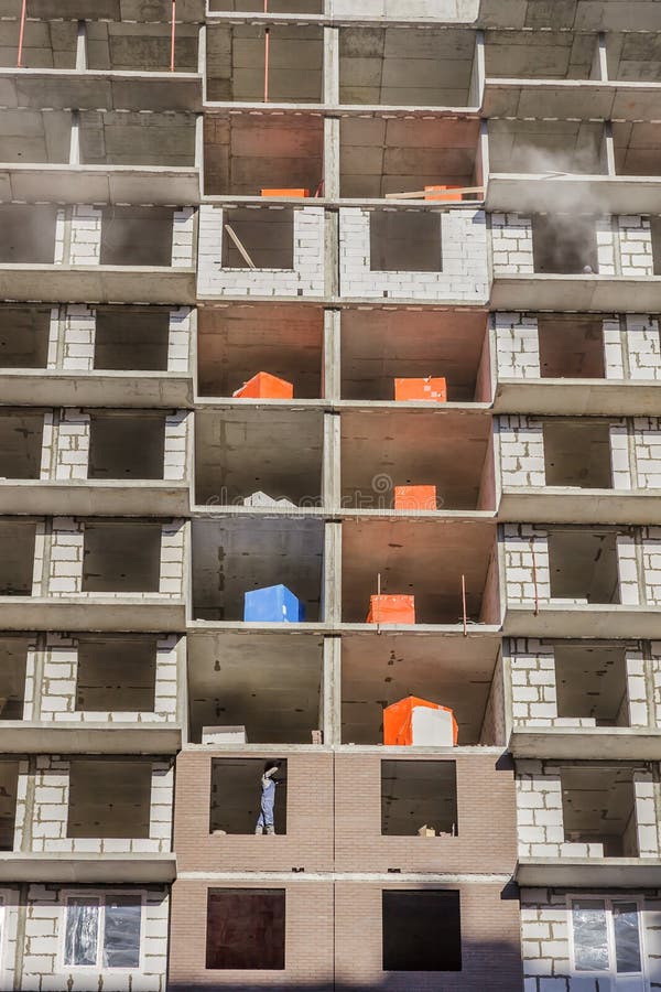 House Construction - Masonry Walls Stock Image - Image of cement, work ...