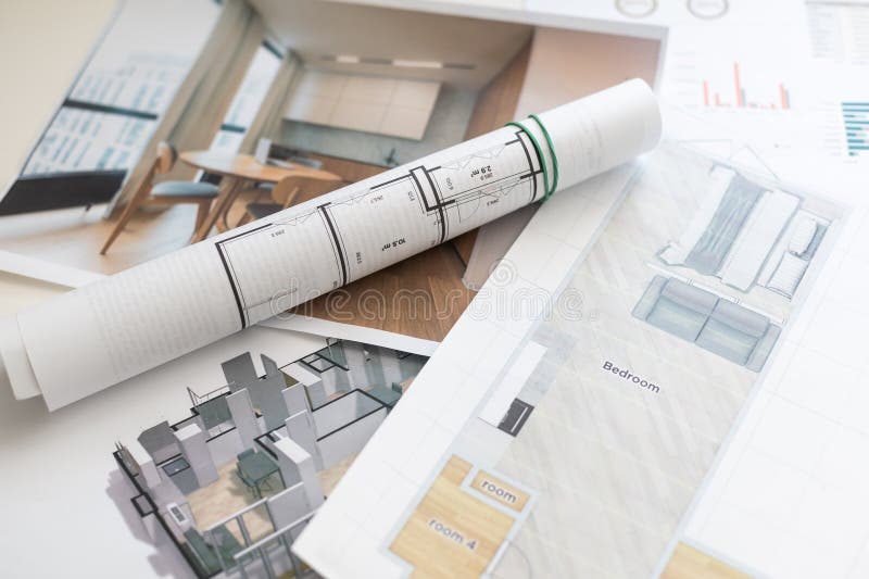 House Construction Plan Concept. Tools for Building Work. Architectural ...