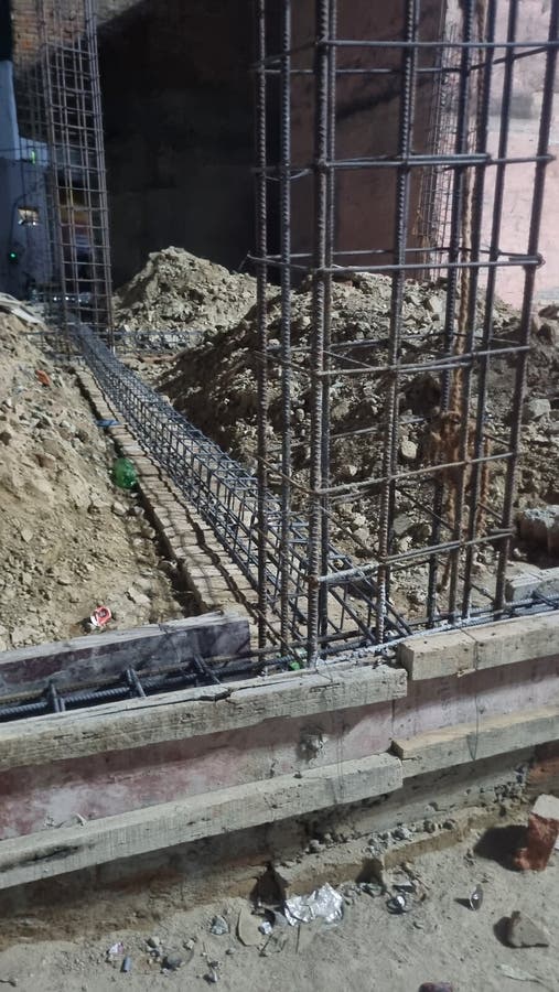 House Construction | Plinth Beam | Column Steel Stock Image - Image of ...