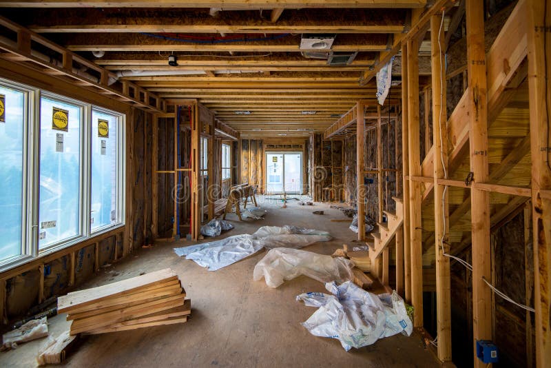 House Construction in Progress with All the Walls Exposed Stock Image ...