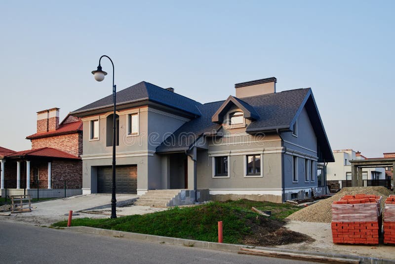 House in Construction. Residential House Being Built Stock Image ...