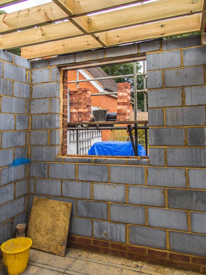 House Construction Site. with Blocks and Timber. Stock Photo - Image of ...