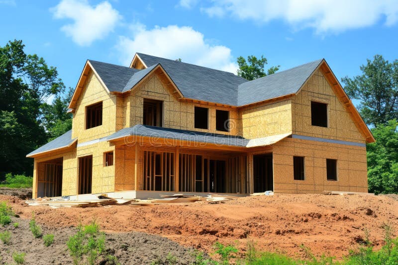 House Construction Site with Visible Materials and Structure Stock ...