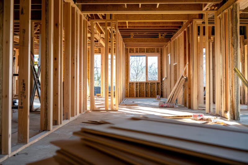 House Construction Site with Visible Materials and Structure Stock ...