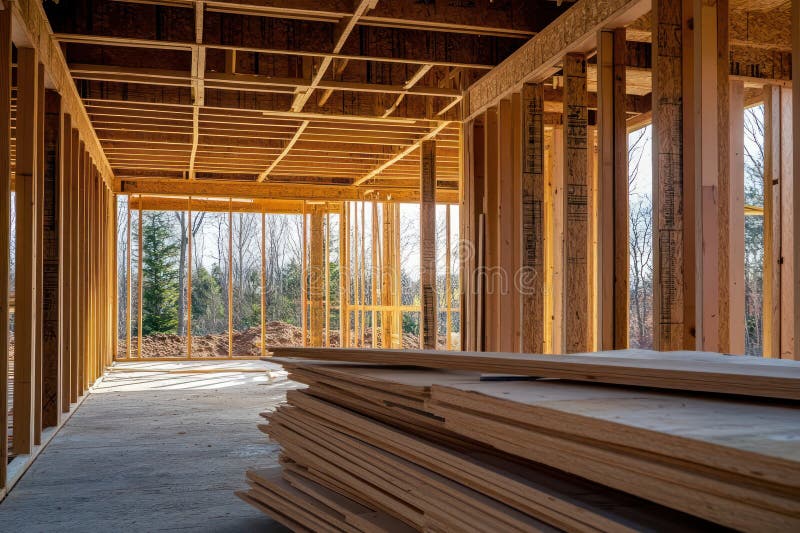 House Construction Site with Visible Materials and Structure Stock ...