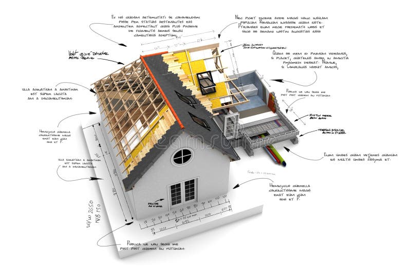 House Construction Technical Details Stock Illustration - Illustration ...