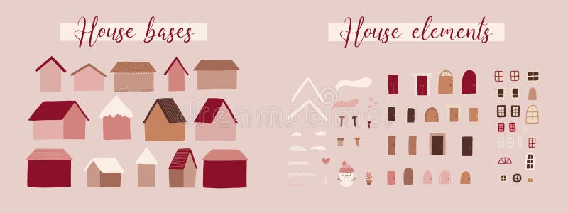 House Constructor. House Bases with Elements Stock Vector ...
