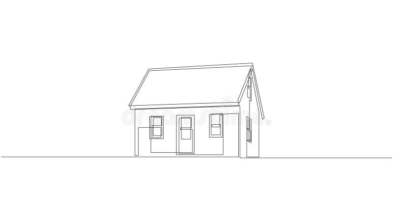 House Continuous Line Drawing. One Line Country House. Vector ...