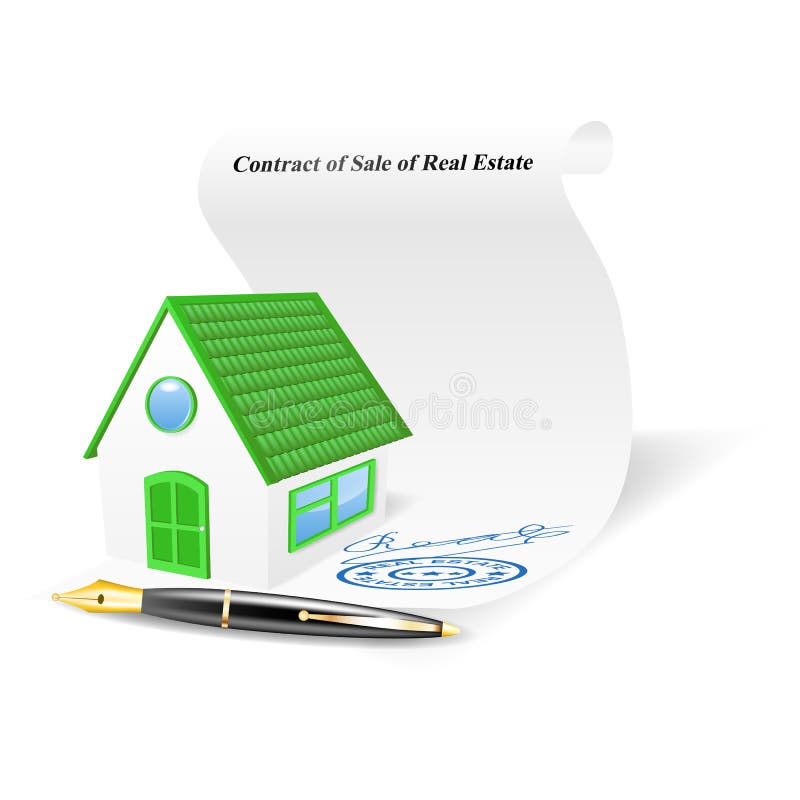 House with Contract of Sale of Real Estate. Vector Illustration Stock ...