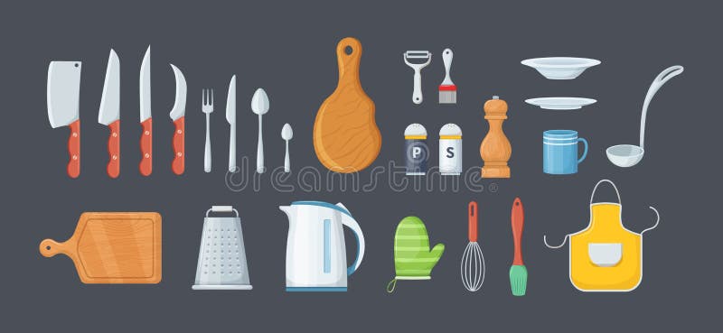 House Cookware Utensils for Cooking, Metallic and Ceramic Kitchen ...