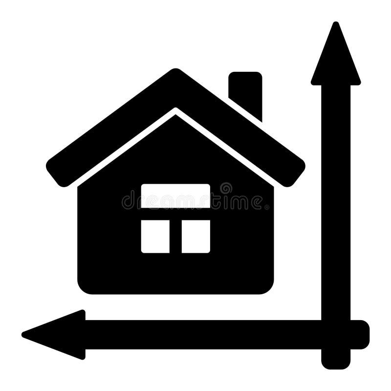 House at Coordinate Axes Solid Icon, Architecture Project Concept ...