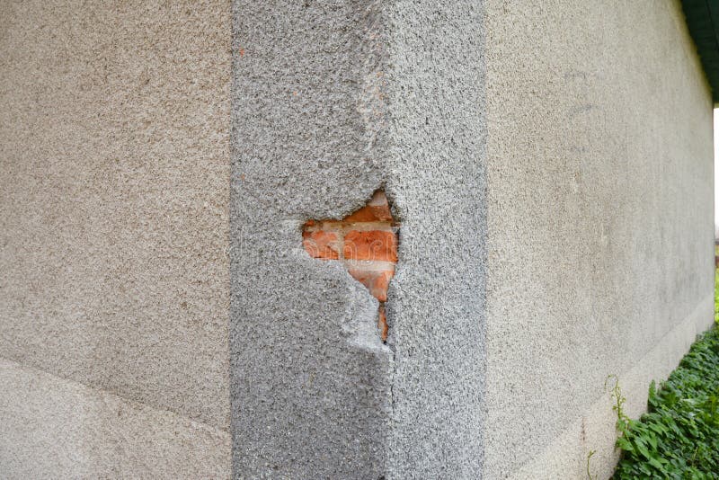 House Corner Damage Old Stucco Stock Image - Image of repair, outdoor ...