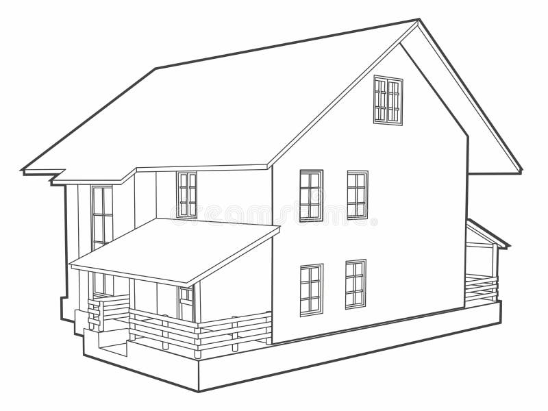 House is a Cottage. Linear Vector Image Stock Vector - Illustration of ...