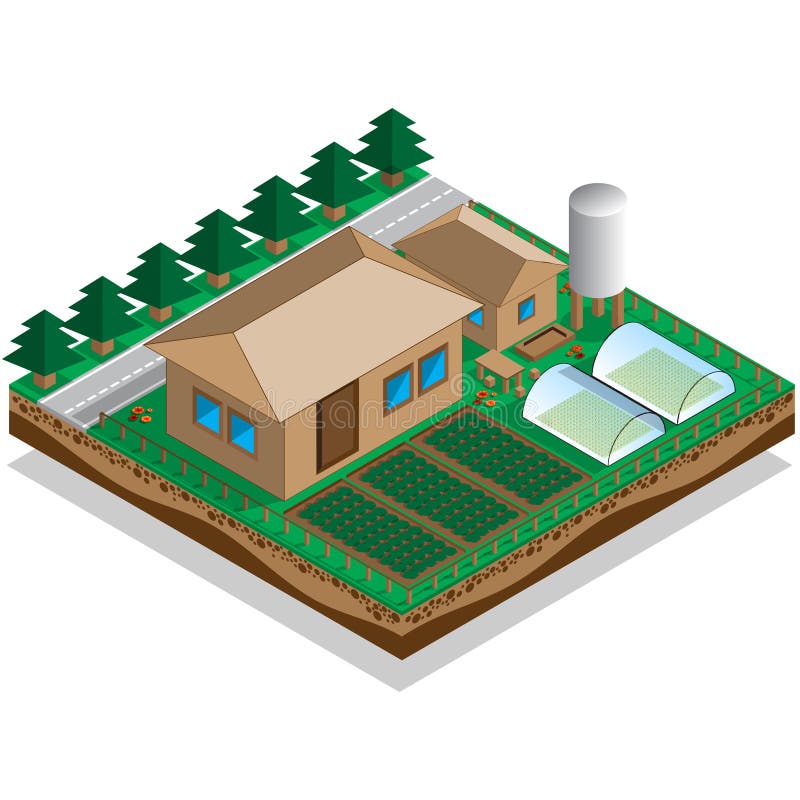 The House with a Courtyard and Garden. Stock Vector - Illustration of ...