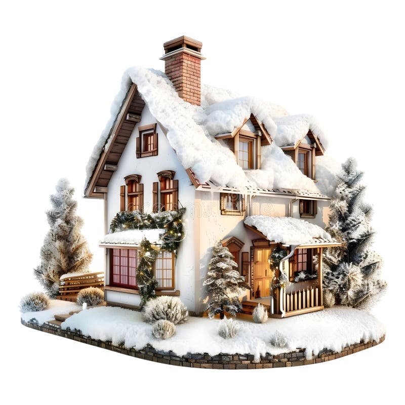 House Covered with Snow on Transparent Background - Ai Generated Stock ...