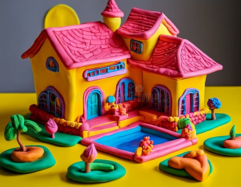 House in craft clay style stock illustration. Illustration of form ...