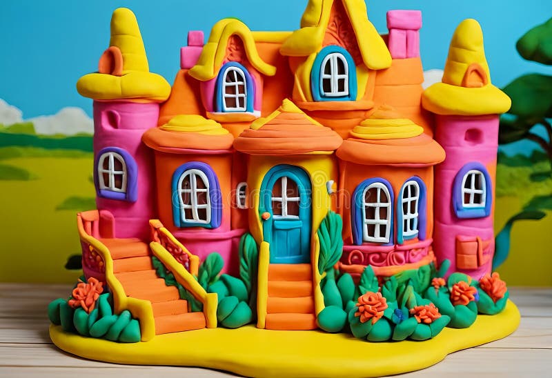 House in craft clay style stock illustration. Illustration of building ...