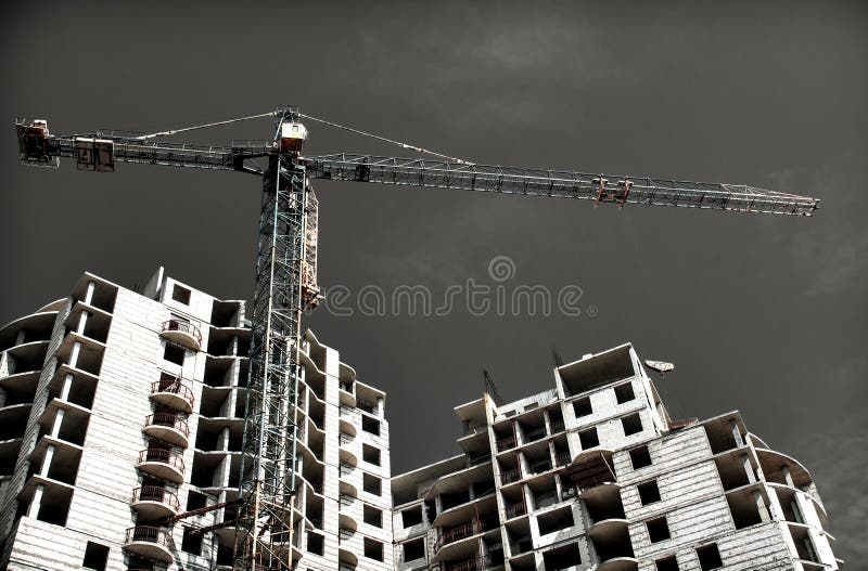 House crane building stock photo. Image of apartment - 89988534