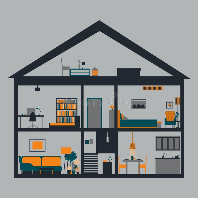 House in Cut. House Interior Stock Vector - Illustration of cottage ...