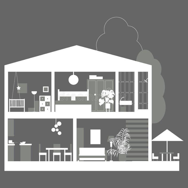 House in Cut. House Interior Stock Vector - Illustration of cutaway ...