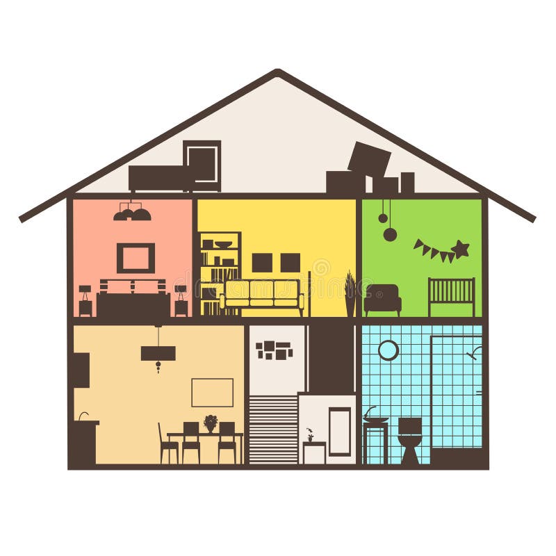 House in Cut. Modern House Interior.Vector Illustration Stock Vector ...