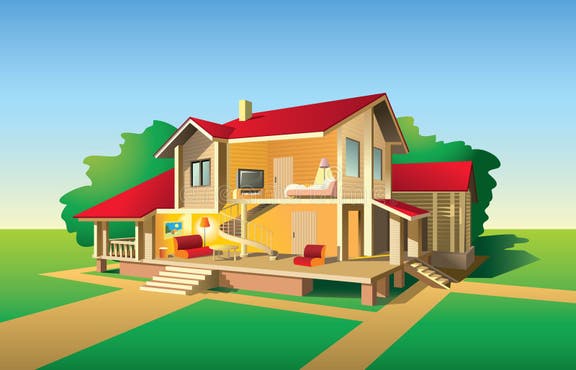 House cut view stock vector. Illustration of architecture - 17777917