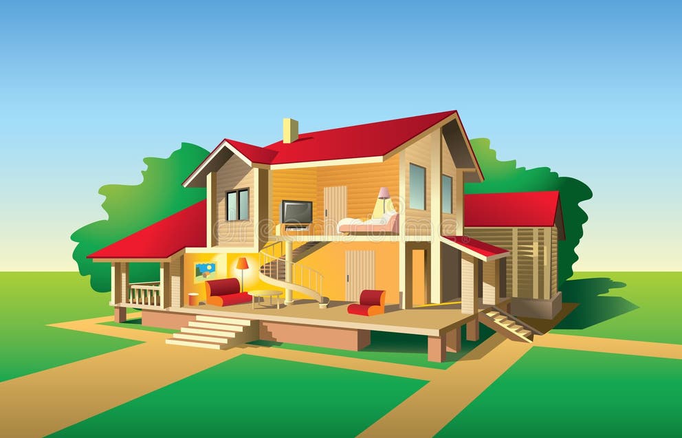 House cut view stock vector. Illustration of architecture - 17777917