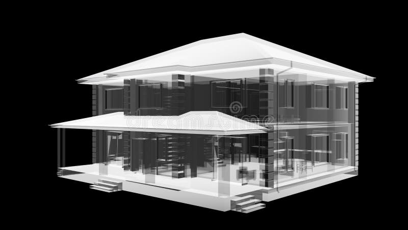House 3D Rendered Xray Transparent Stock Illustration - Illustration of ...