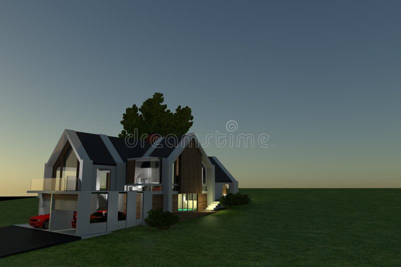 House 3D Visualization Project Stock Illustration - Illustration of ...