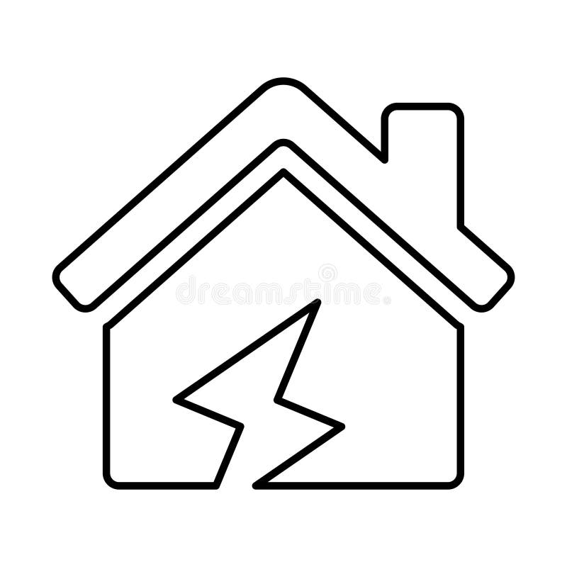 House Damage Icon in Line Style Stock Vector - Illustration of sign ...